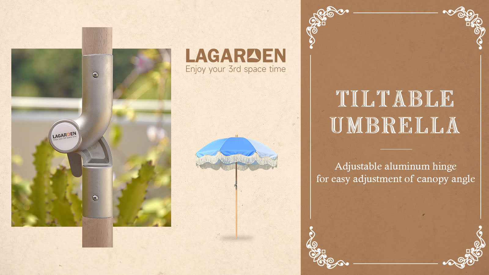 Palm Springs Wooden Patio Umbrella with Fringe 6ft Tilt PS6-03 ...