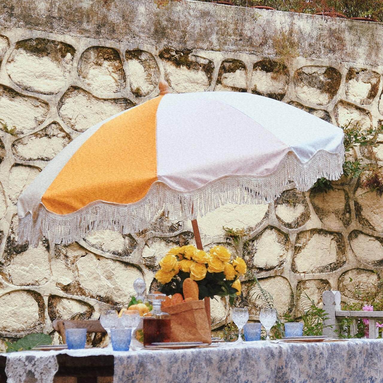 Palm Springs Wooden Patio Umbrella with Fringe 6ft Tilt PS6-03 ...